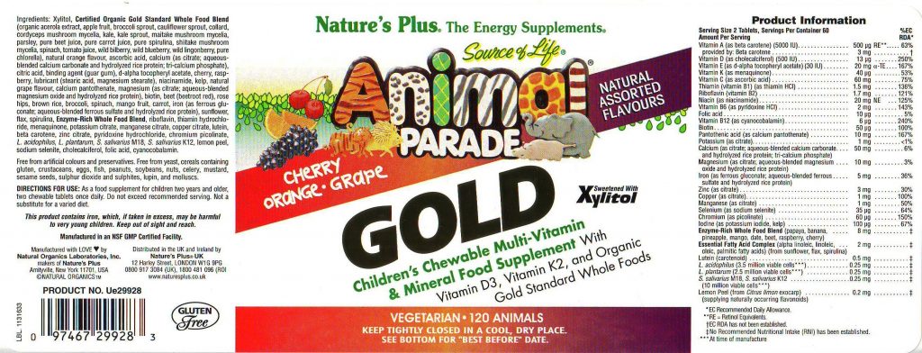 Animal Parade GOLD Multivitamin for Kids Assorted 60 chewables - Online ...